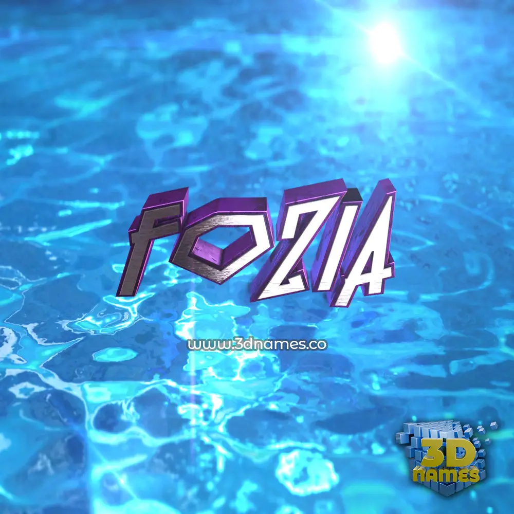 Water 2015 3D Name Wallpaper for "fozia" | Custom Wallpaper | 3D Names