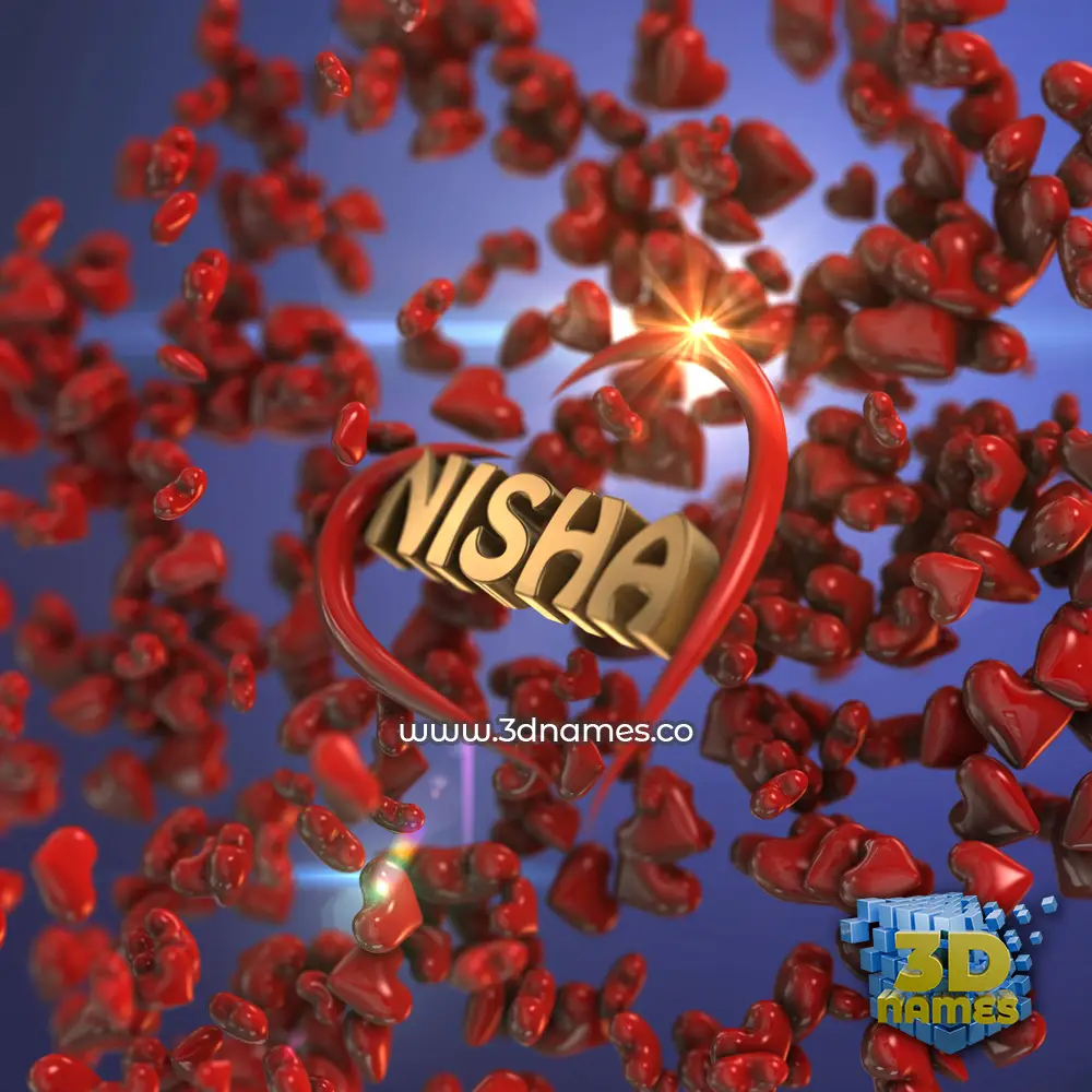 Hearts 3D Name Wallpaper for "nisha" | Custom Wallpaper | 3D Names