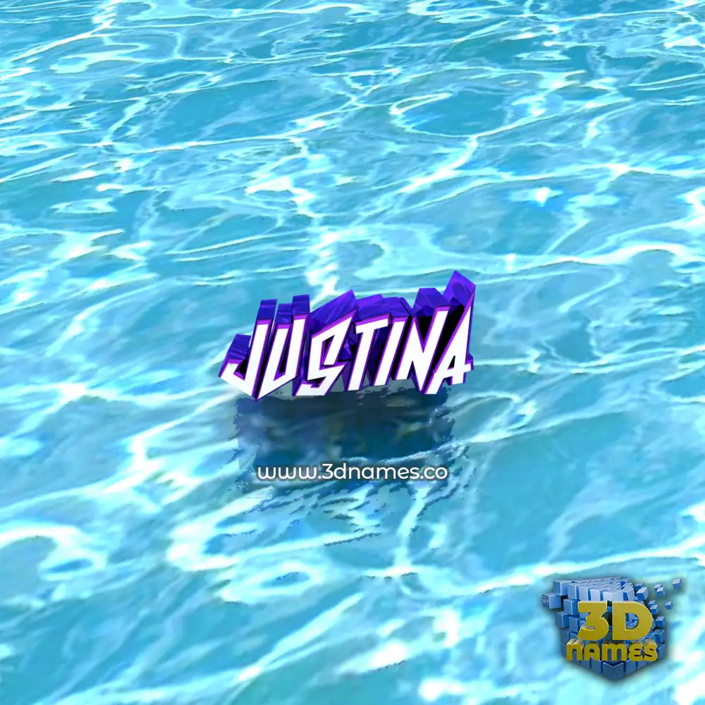Water 3D Name Wallpaper for "justina" | Custom Wallpaper | 3D Names