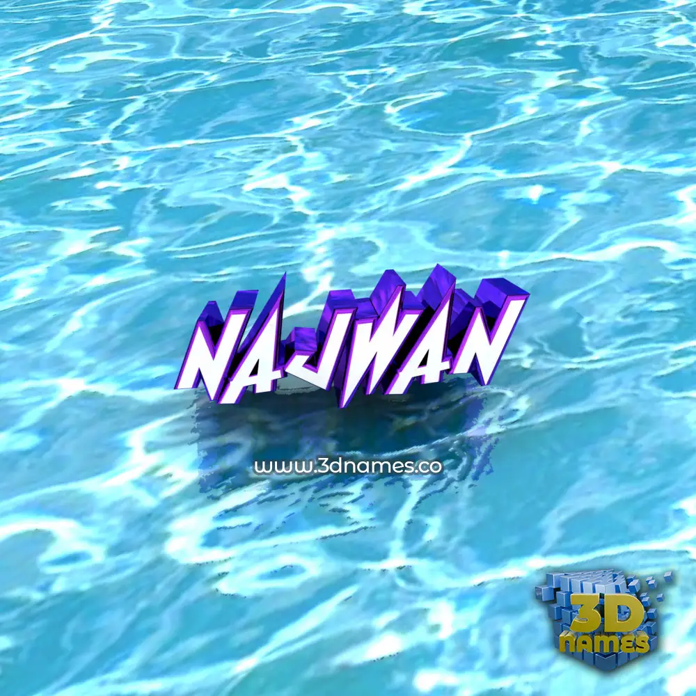 Water 3D Name Wallpaper for "najwan" | Custom Wallpaper | 3D Names