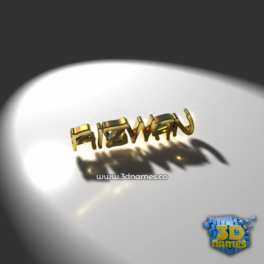 Gold Shine 3D Name Wallpaper for "rizwan" | Custom Wallpaper | 3D Names