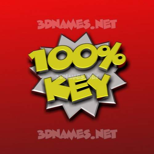 Preview of 100 Percent 3D name for "key"