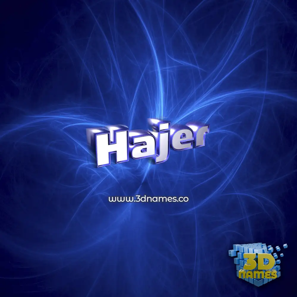 Plasma 3D Name Wallpaper for "hajer" | Custom Wallpaper | 3D Names