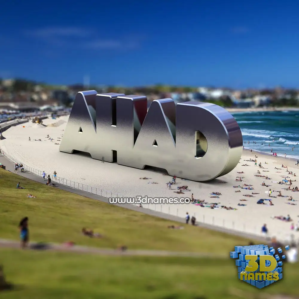 Bondi Beach 3D Name Wallpaper for "ahad" | Custom Wallpaper | 3D Names