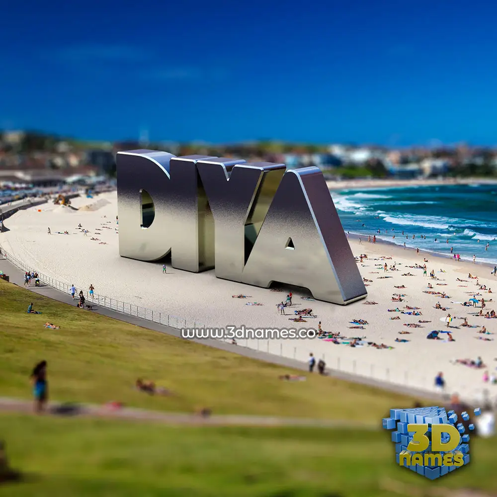 Bondi Beach 3D Name Wallpaper for "diya" | Custom Wallpaper | 3D Names