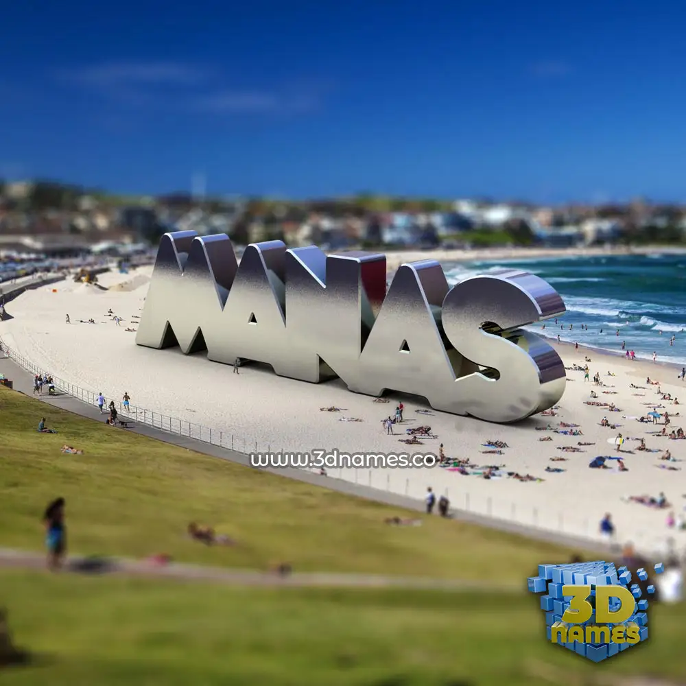 Bondi Beach 3D Name Wallpaper for "manas" | Custom Wallpaper | 3D Names