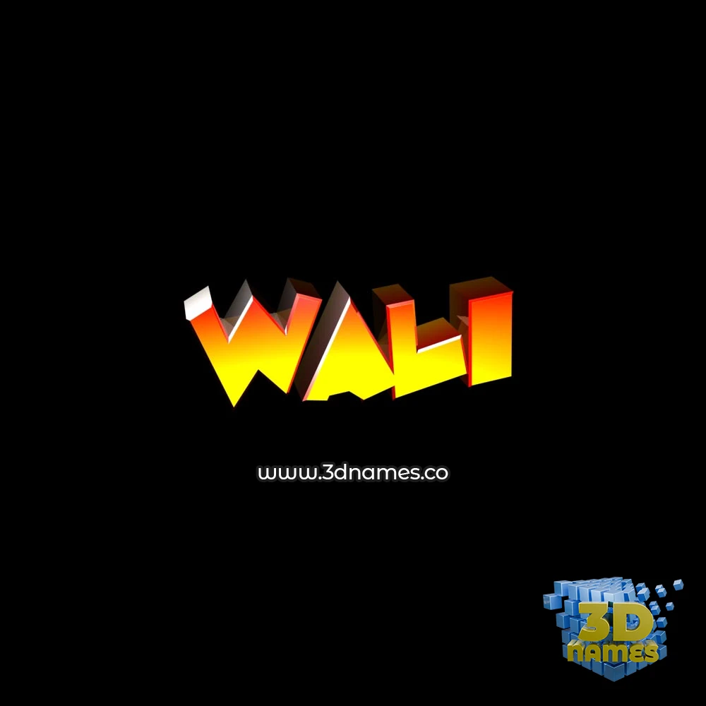 Black Background 3D Name Wallpaper for "wali" | Custom Wallpaper | 3D Names