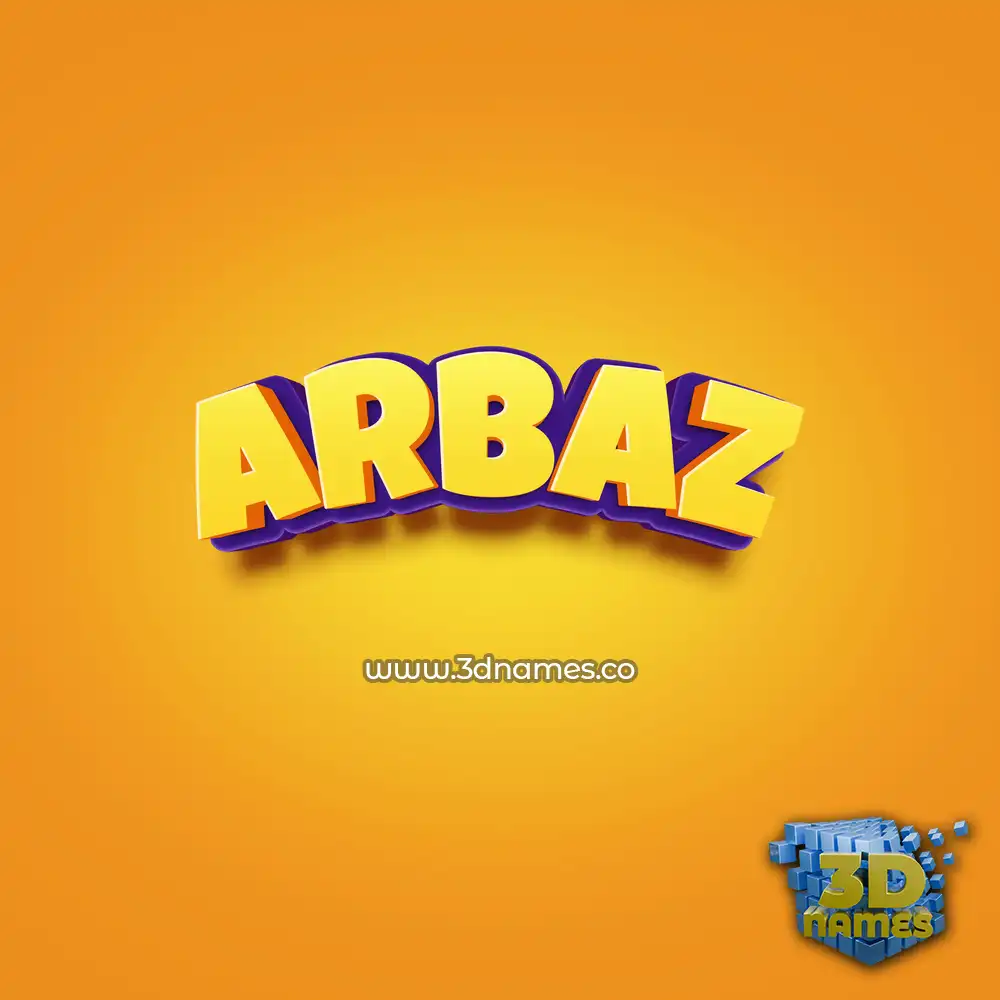 Orange Toon 3D Name Wallpaper for "arbaz" | Custom Wallpaper | 3D Names