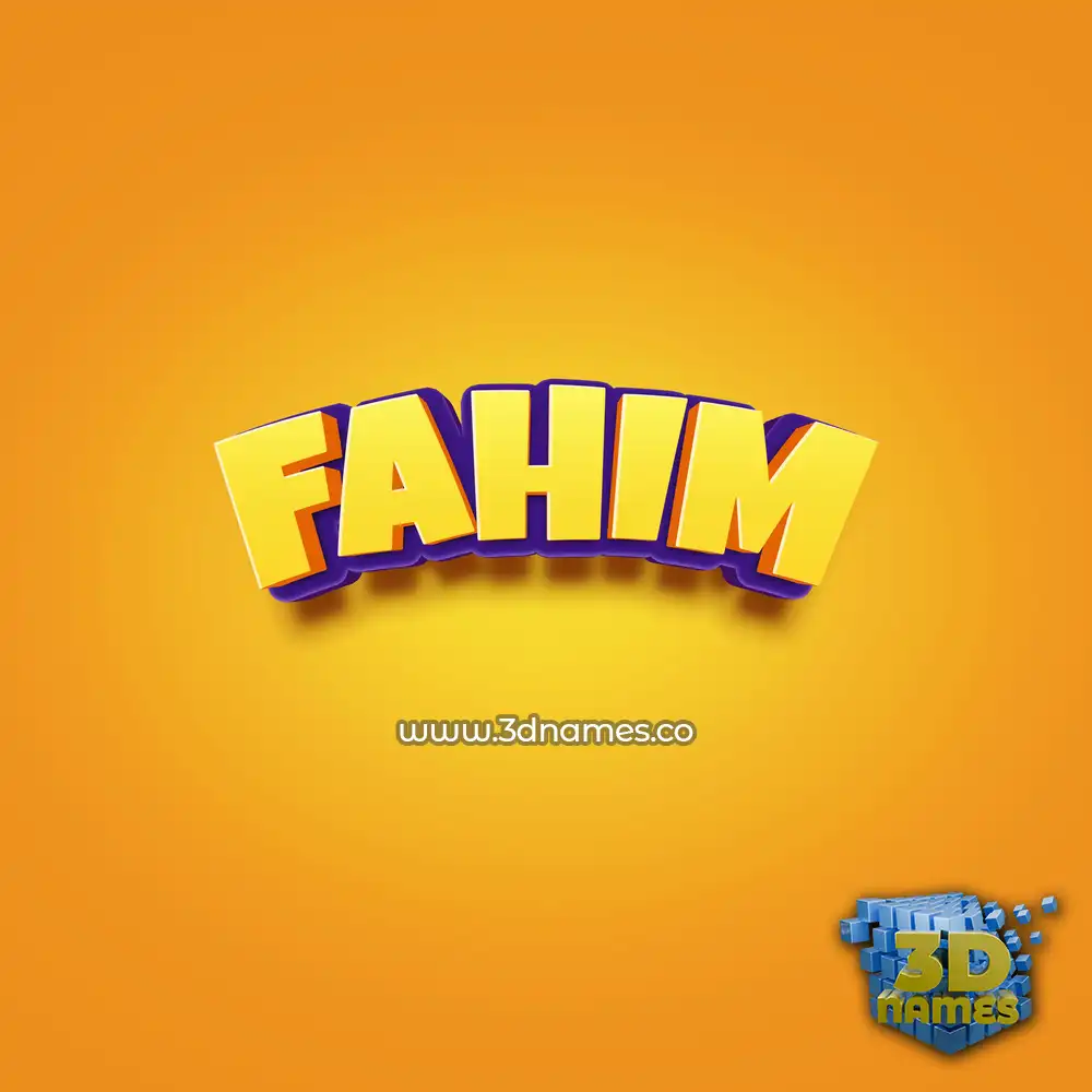 Orange Toon 3D Name Wallpaper for "fahim" | Custom Wallpaper | 3D Names
