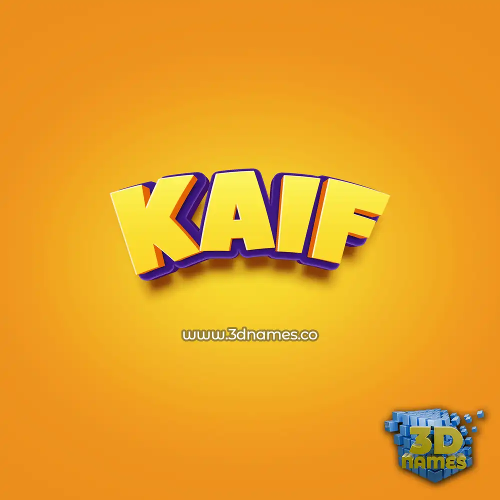 Orange Toon 3D Name Wallpaper for "kaif" | Custom Wallpaper | 3D Names