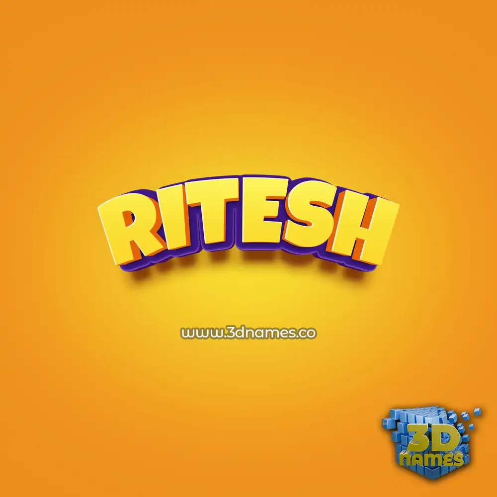 Orange Toon 3D Name Wallpaper for "ritesh" | Custom Wallpaper | 3D Names