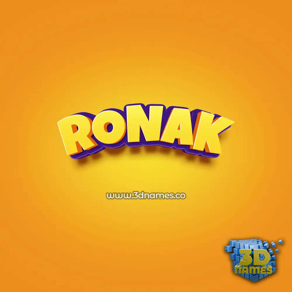 Orange Toon 3D Name Wallpaper for "ronak" | Custom Wallpaper | 3D Names
