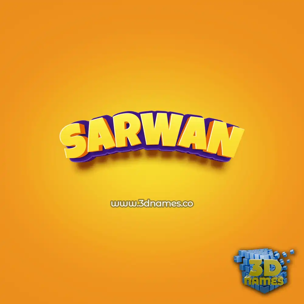 Orange Toon 3D Name Wallpaper for "sarwan" | Custom Wallpaper | 3D Names
