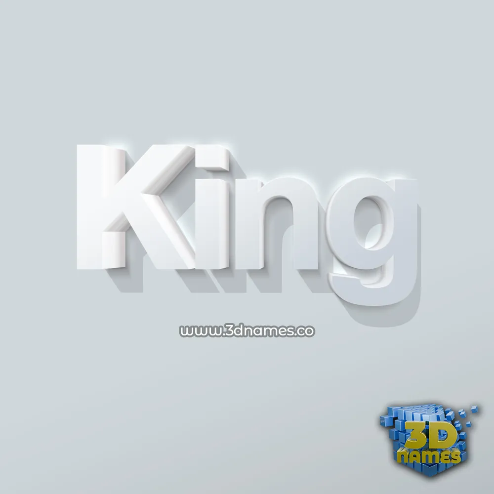 Preview of Clean White 3D name for "KING"