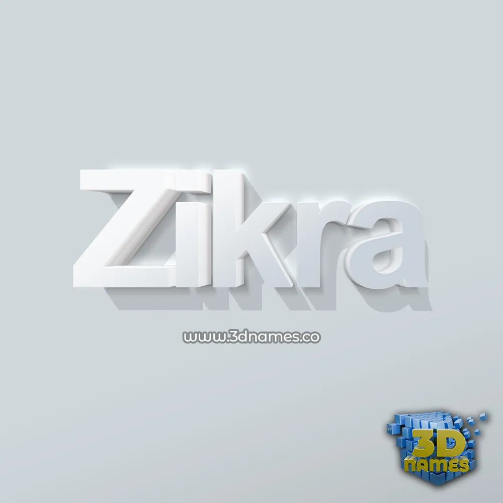 Clean White 3D Name Wallpaper for "zikra" | Custom Wallpaper | 3D Names