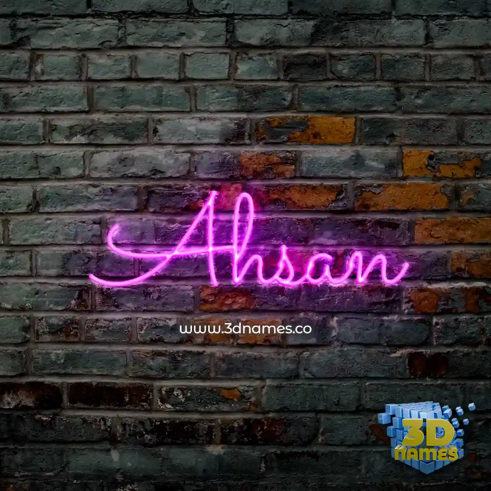 Pink Neon 3D Name Wallpaper for "ahsan" | Custom Wallpaper | 3D Names