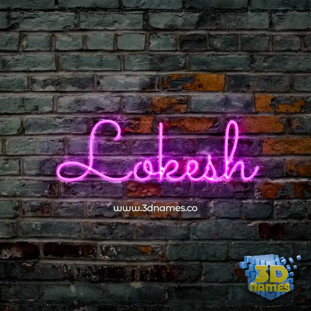 Pink Neon 3D Name Wallpaper for "lokesh" | Custom Wallpaper | 3D Names