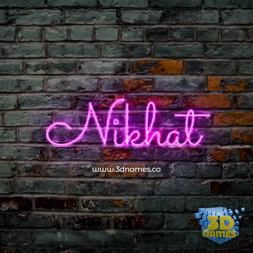 Pink Neon 3D Name Wallpaper for "nikhat" | Custom Wallpaper | 3D Names