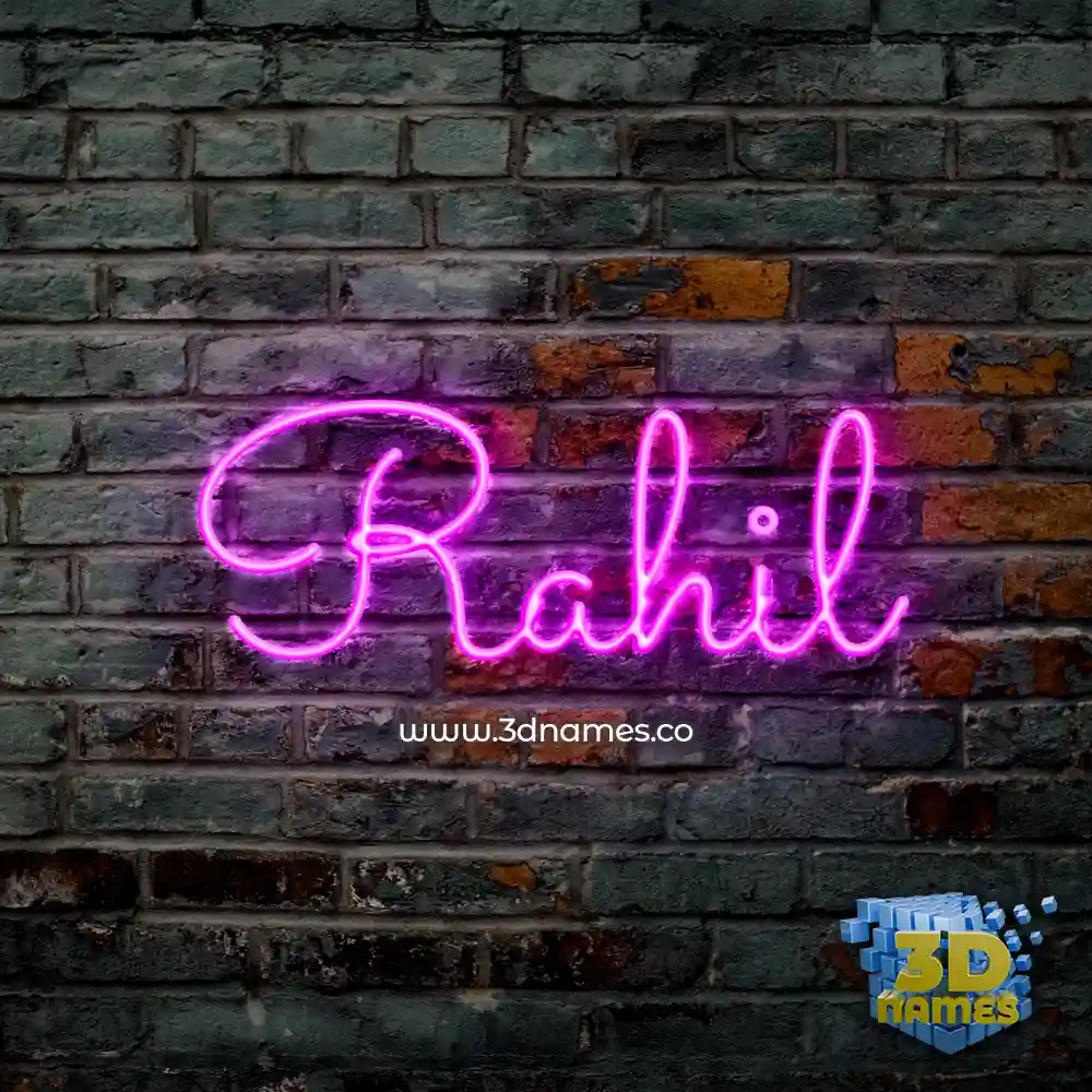 Pink Neon 3D Name Wallpaper for "rahil" | Custom Wallpaper | 3D Names