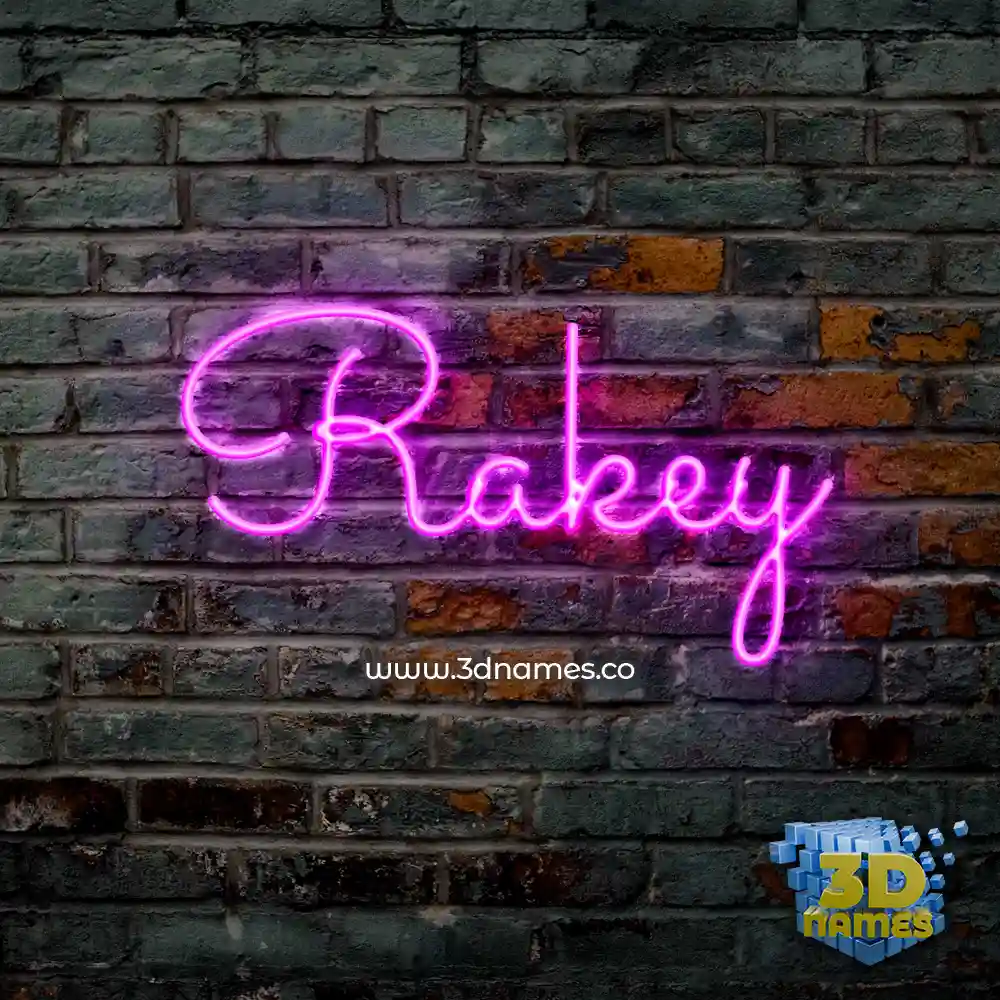 Pink Neon 3D Name Wallpaper for "rakey" | Custom Wallpaper | 3D Names
