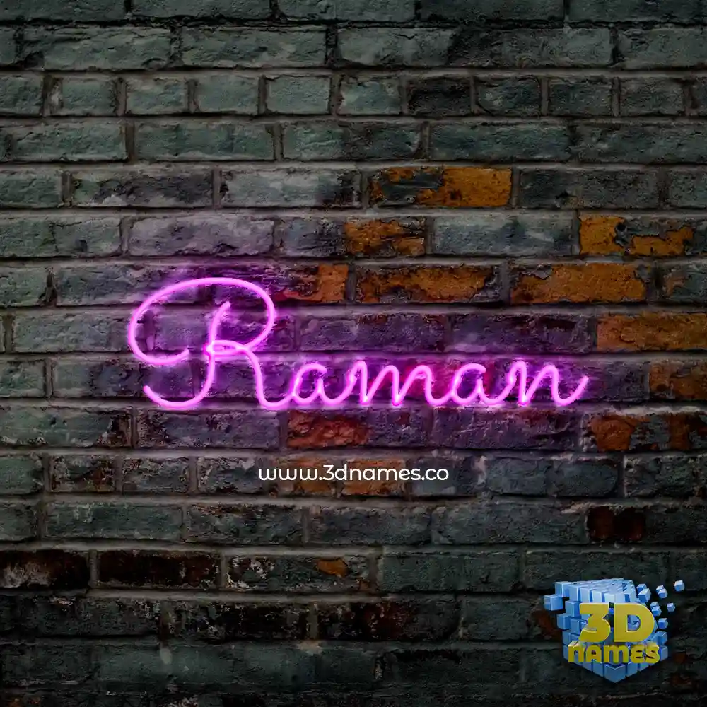 Pink Neon 3D Name Wallpaper for "raman" | Custom Wallpaper | 3D Names