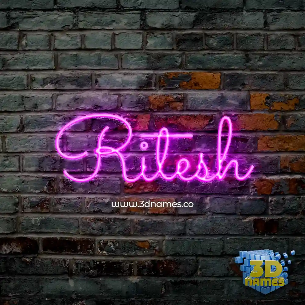 Pink Neon 3D Name Wallpaper for "ritesh" | Custom Wallpaper | 3D Names