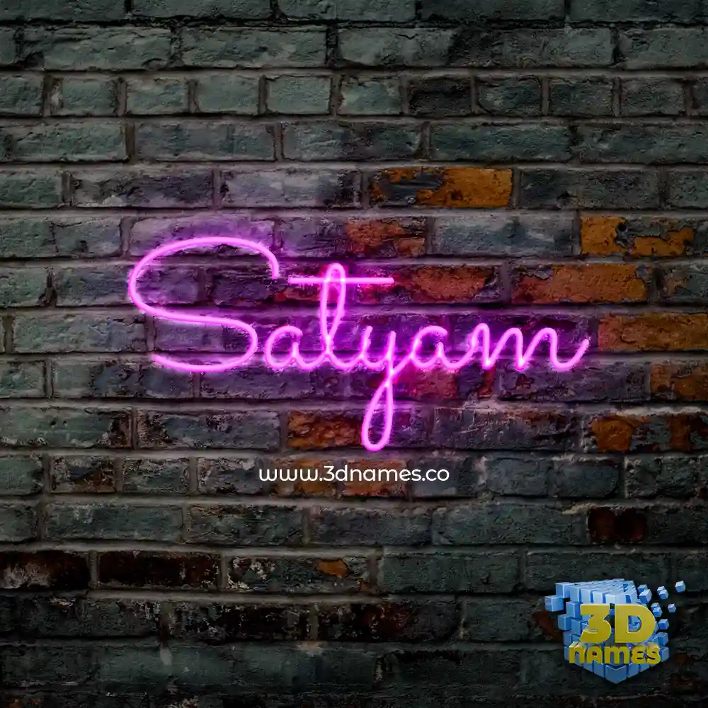 Pink Neon 3D Name Wallpaper for "satyam" | Custom Wallpaper | 3D Names