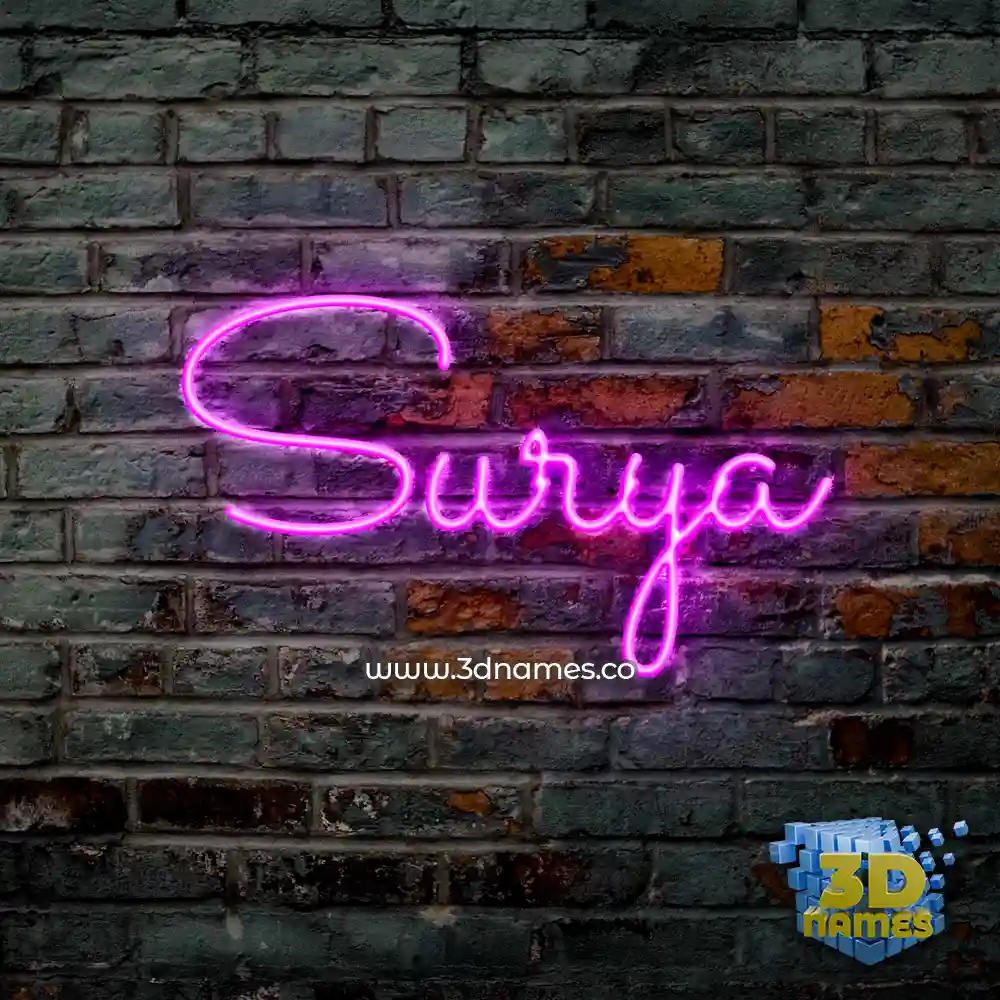 Pink Neon 3D Name Wallpaper for "surya" | Custom Wallpaper | 3D Names