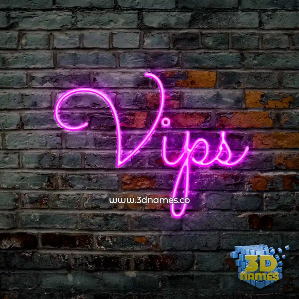 Pink Neon 3D Name Wallpaper for "vips" | Custom Wallpaper | 3D Names