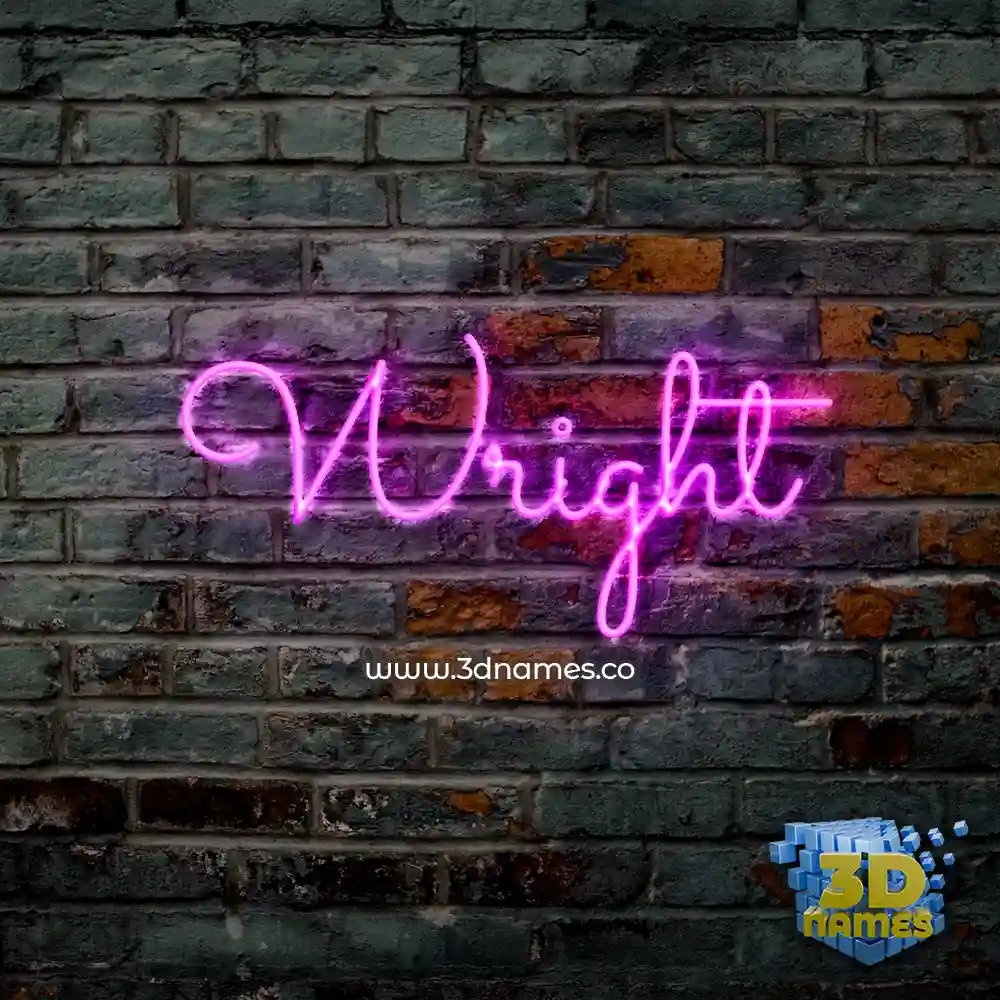 Pink Neon 3D Name Wallpaper for "wright" | Custom Wallpaper | 3D Names
