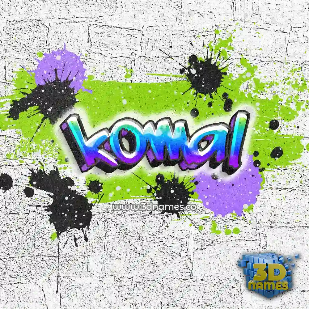 3D Name styles for "komal" (49)