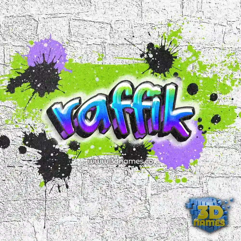 3D Name styles for "raffik" (12)