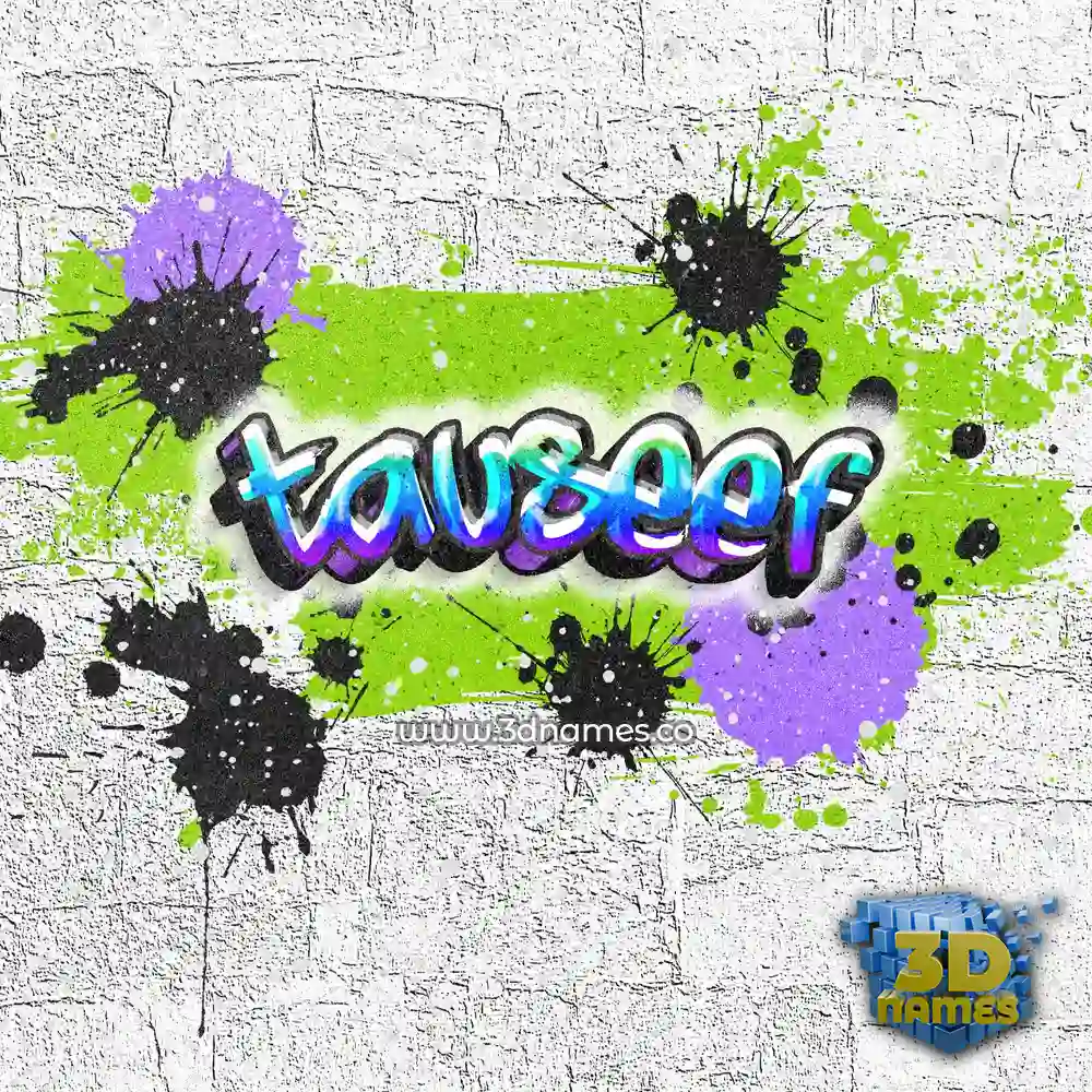 3D Name styles for "tauseef" (22)