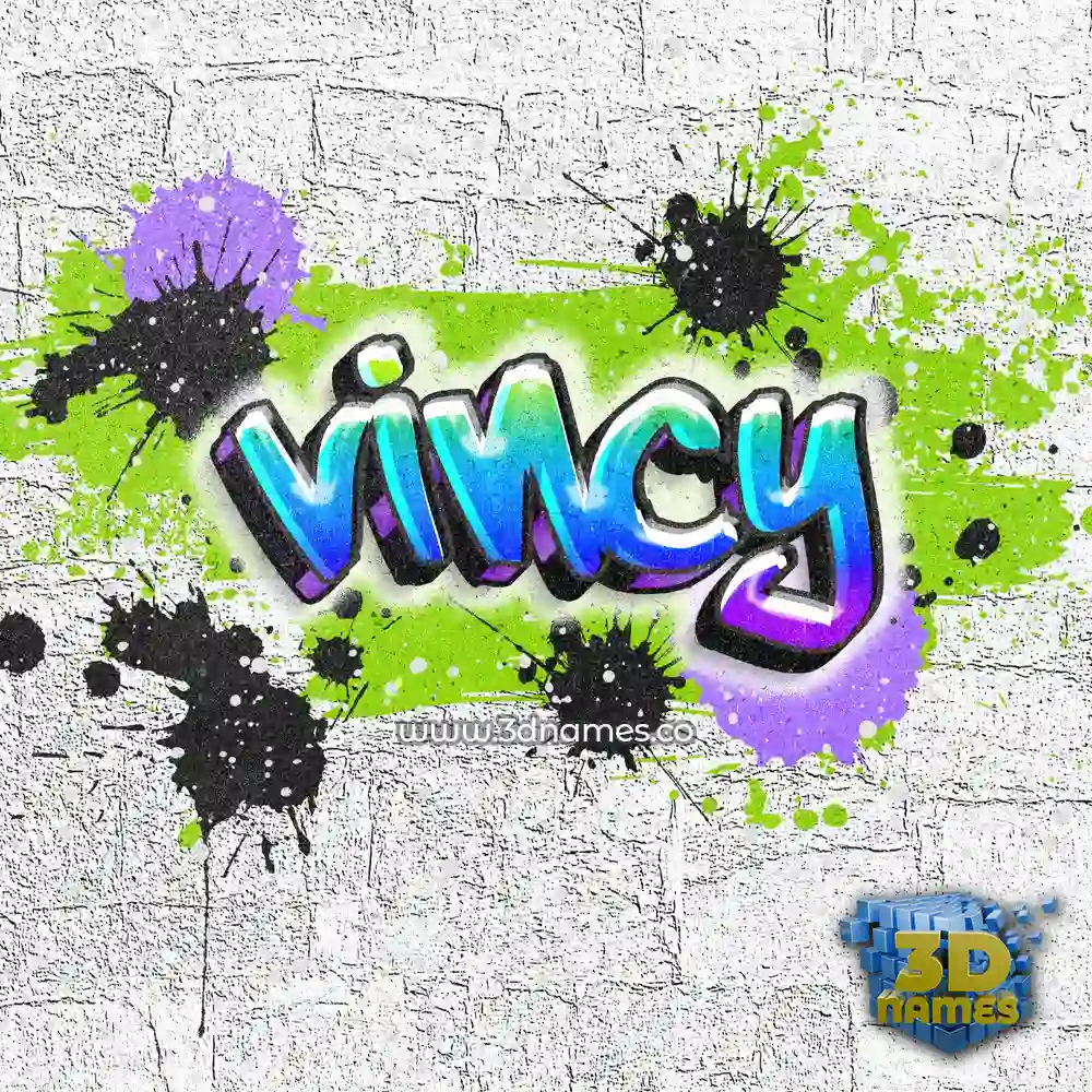 3D Name styles for "vincy" (20)