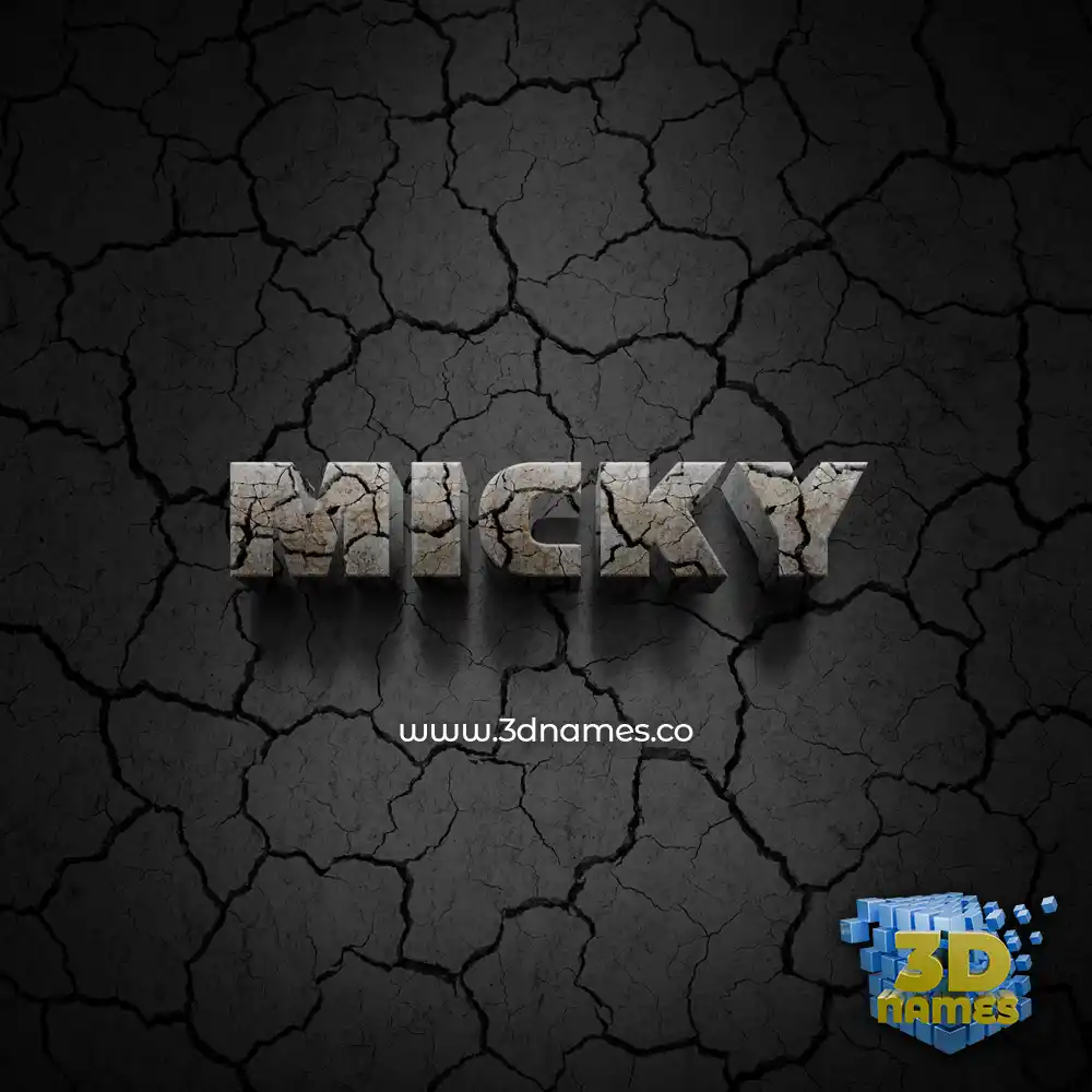 Cracked Stone 3D Name Wallpaper for "micky" | Custom Wallpaper | 3D Names