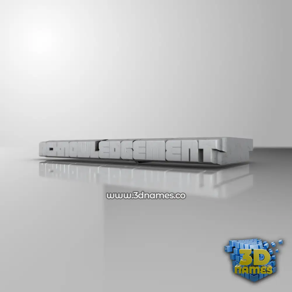 Preview of White Metro 3D name for "acknowledgement"