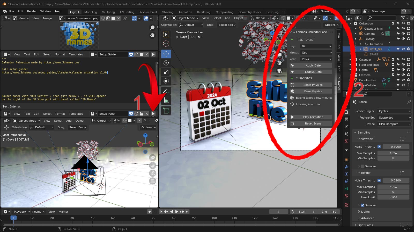 Calendar Animation V1.0 - Setup Guide for Blender