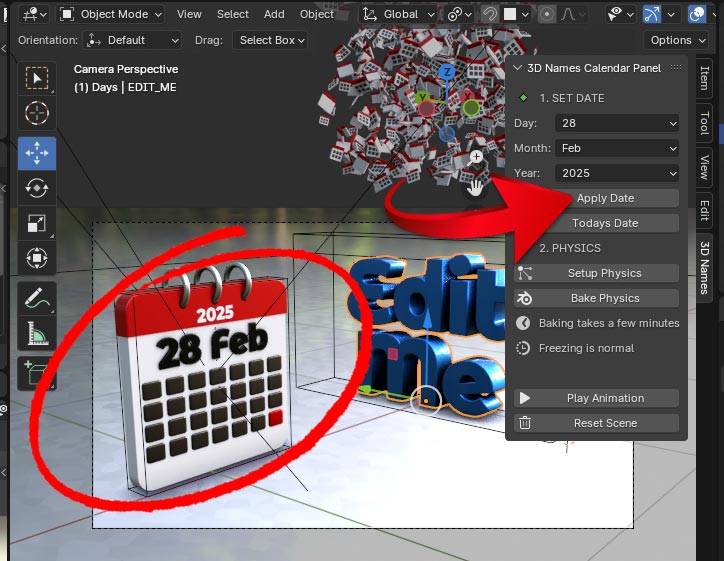 Calendar Animation V1.0 - Setup Guide for Blender