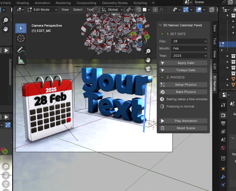 Calendar Animation V1.0 - Setup Guide for Blender
