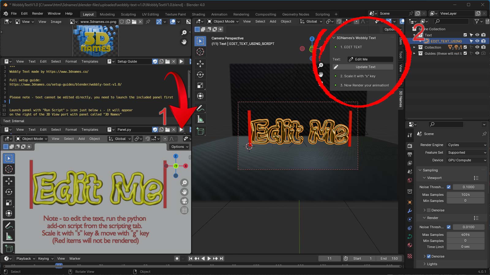 Wobbly Text - 3D Download file for 3D Names