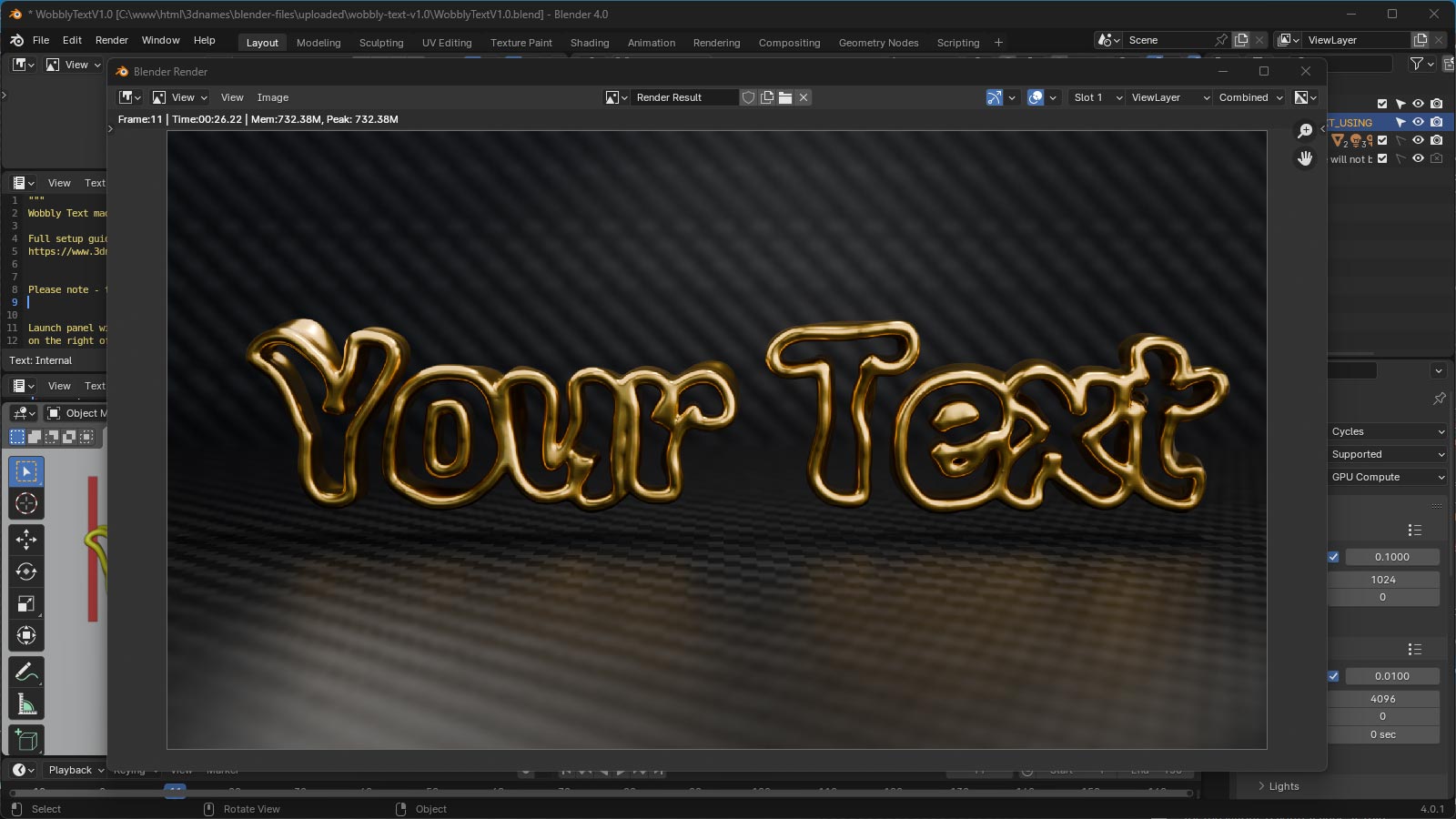 Wobbly Text Animation V1.0 - Setup Guide for Blender